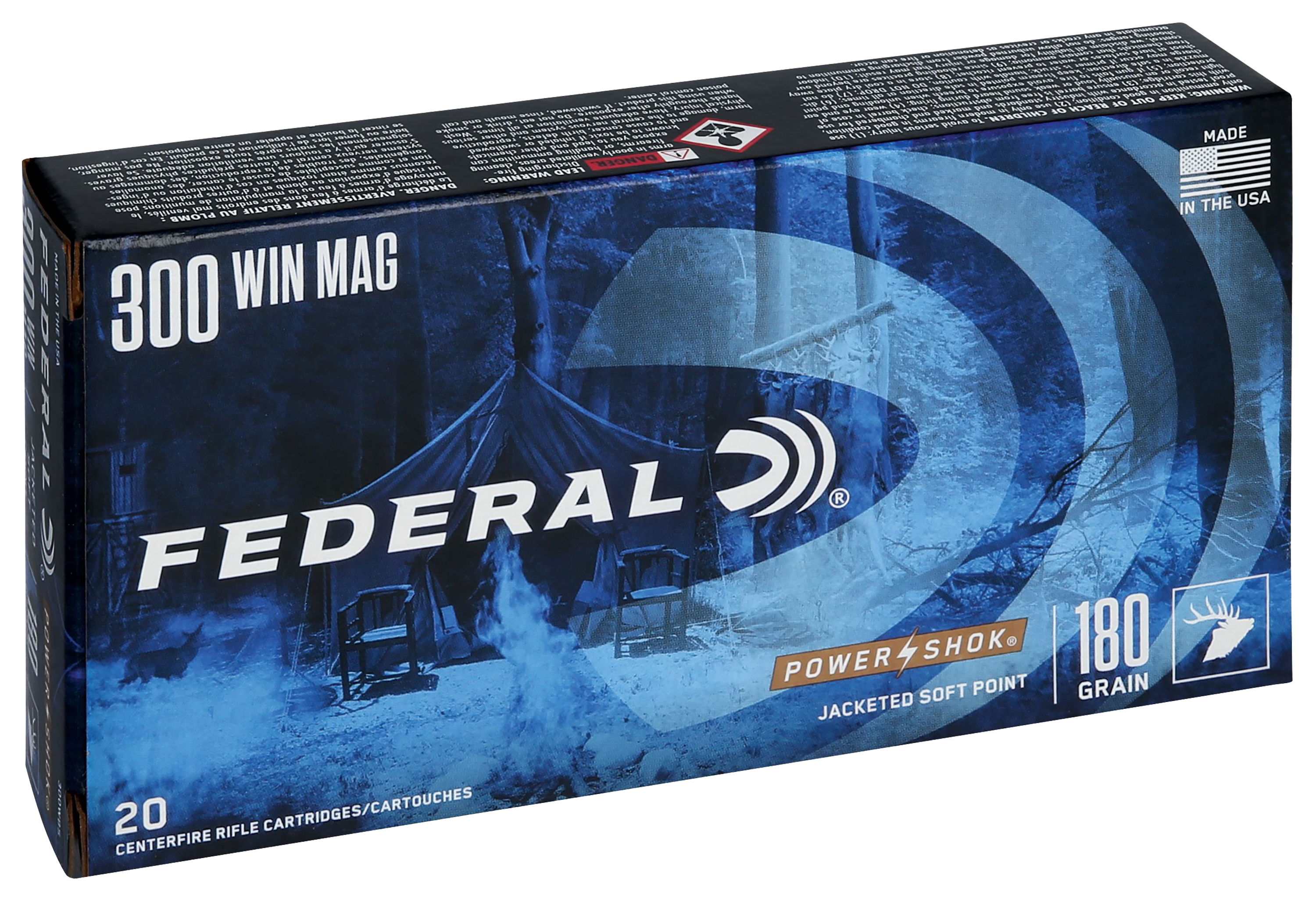 Federal Premium Power-Shok .300 Winchester Magnum 180 Grain Jacketed ...